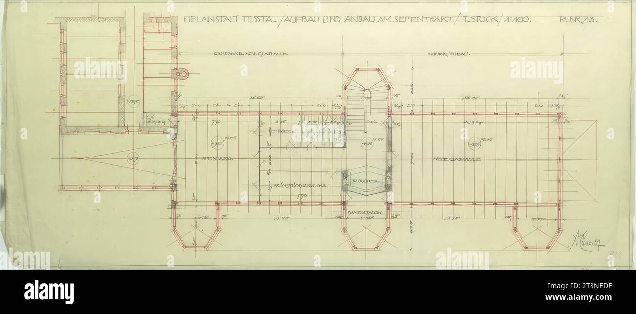 Bad Groß-Ullersdorf, Thesstal sanatorium, construction and extension to the bathing wing, ground ...