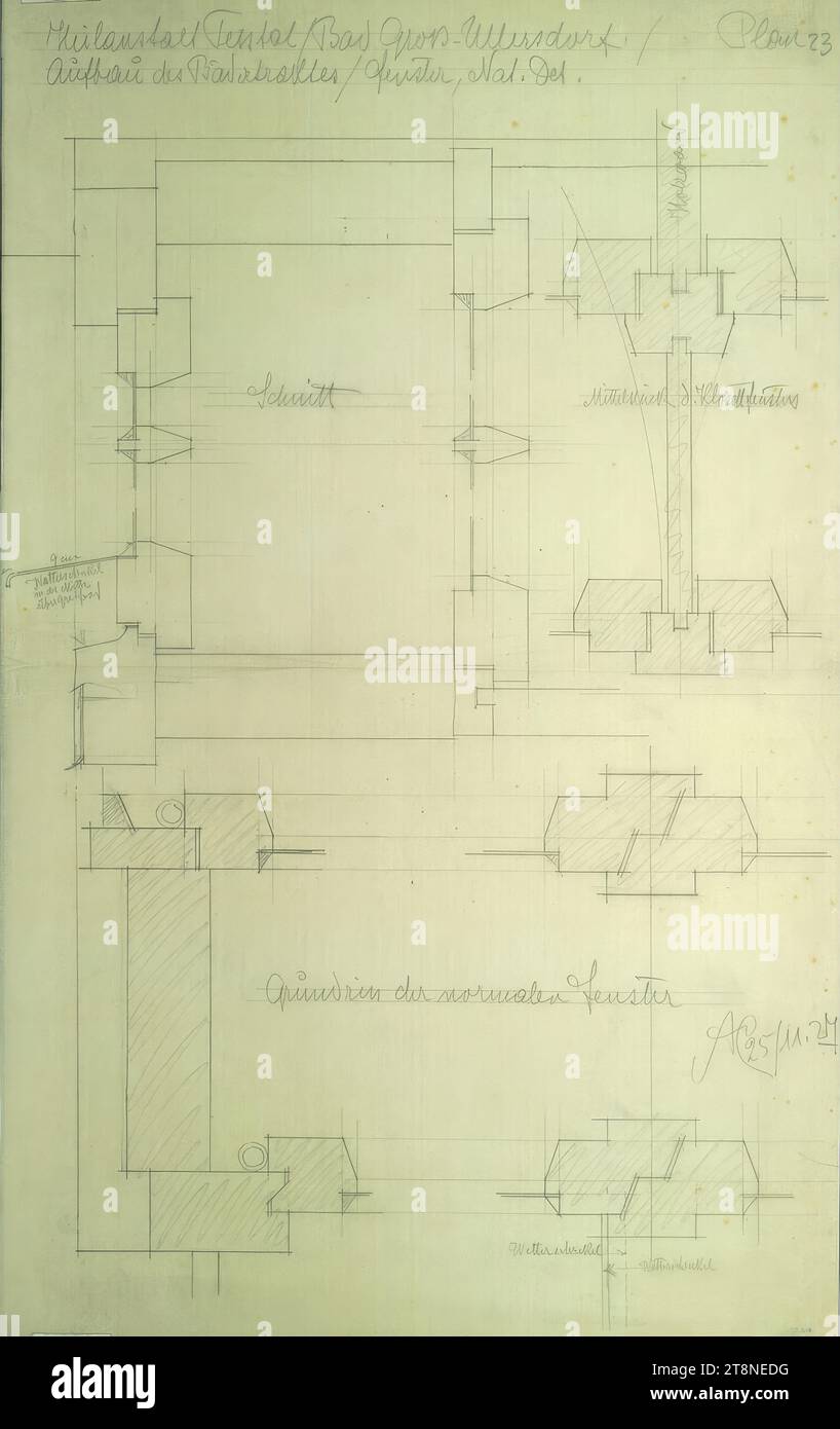 Bad Groß-Ullersdorf, Thesstal sanatorium, construction and extension to the bathing wing, window ...