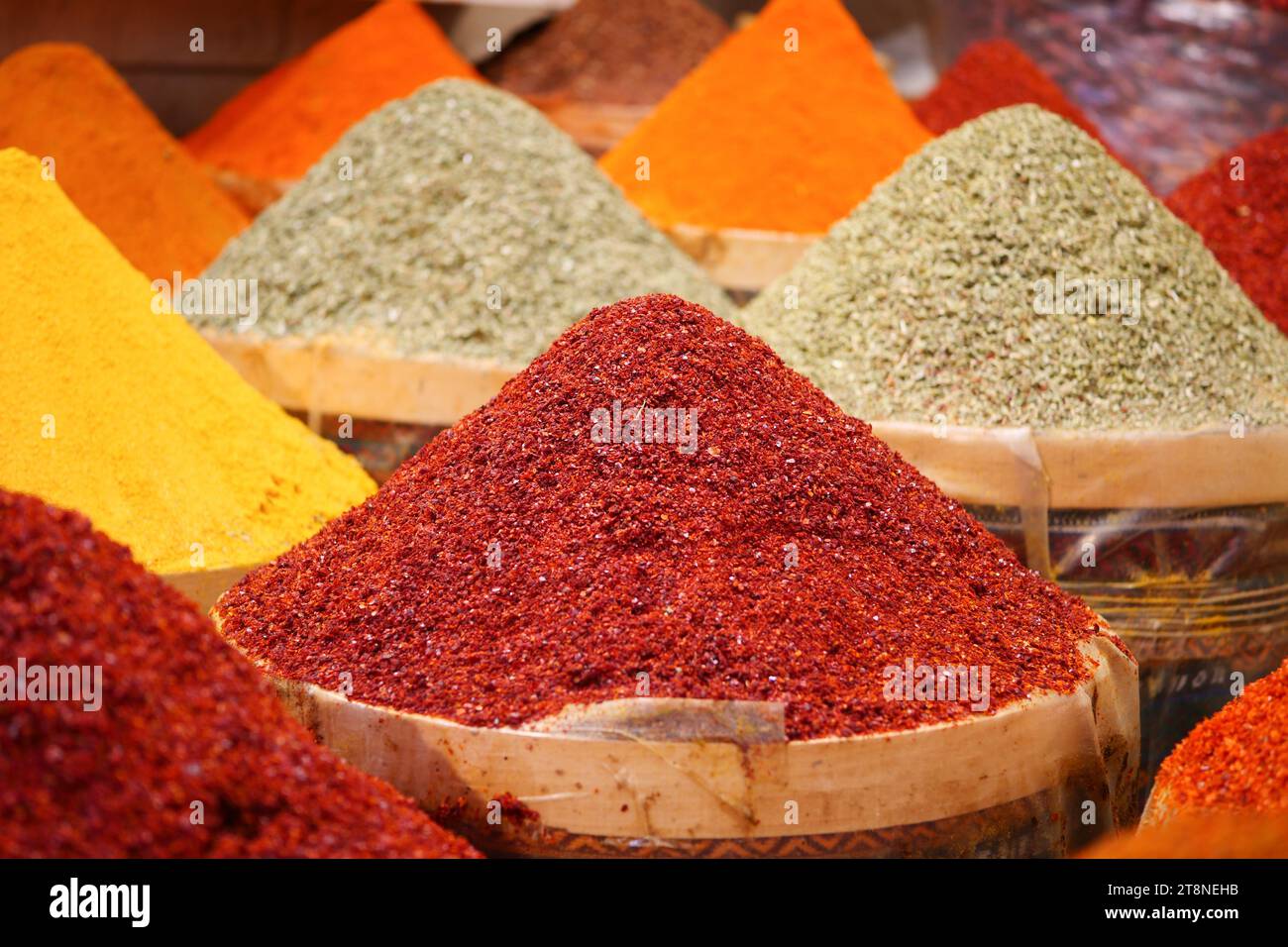 Traditional spices and dry fruits in local bazaar in turkey Stock Photo ...