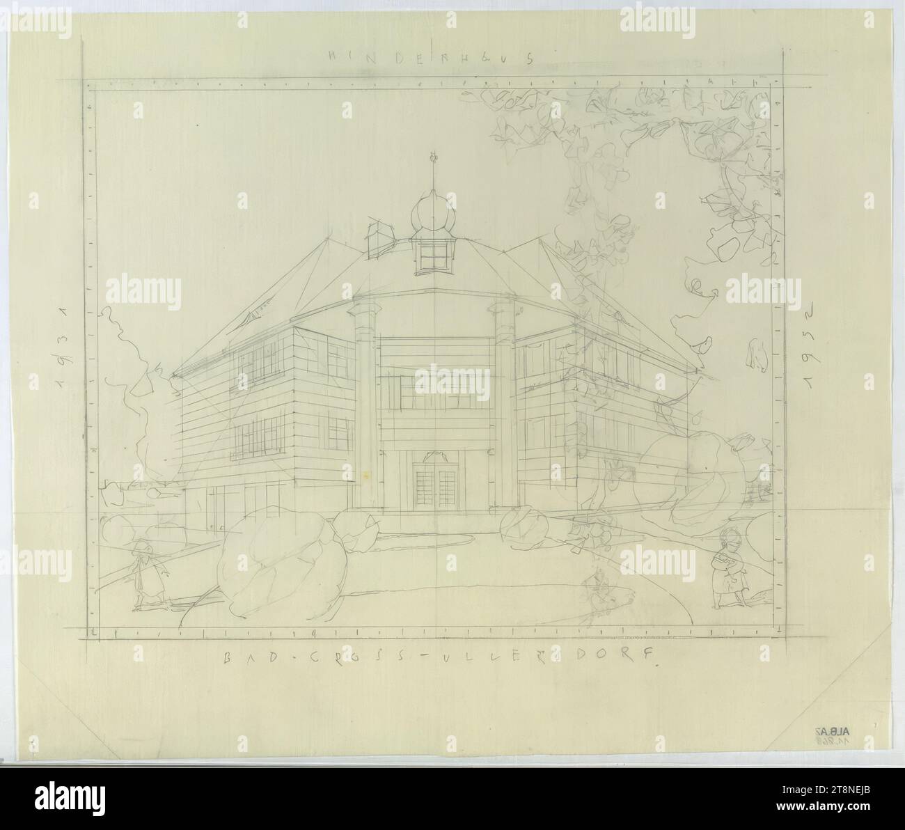 Bad Groß-Ullersdorf, children's house, perspective of the entrance side ...