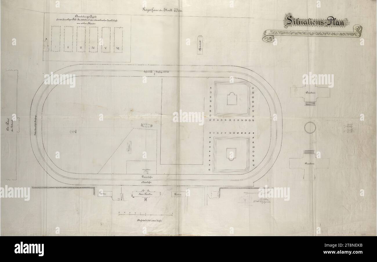 Vienna, Krieau, trotting facility, site plan 1885, 1885, architectural ...