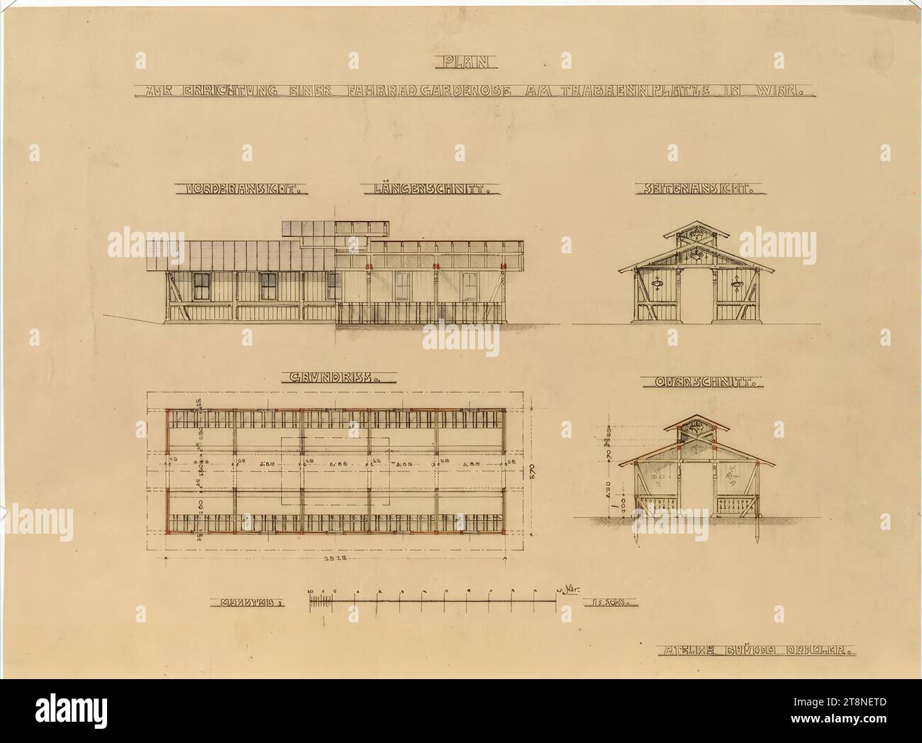 Vienna, Krieau, trotting facility, bicycle cloakroom, ground plan ...