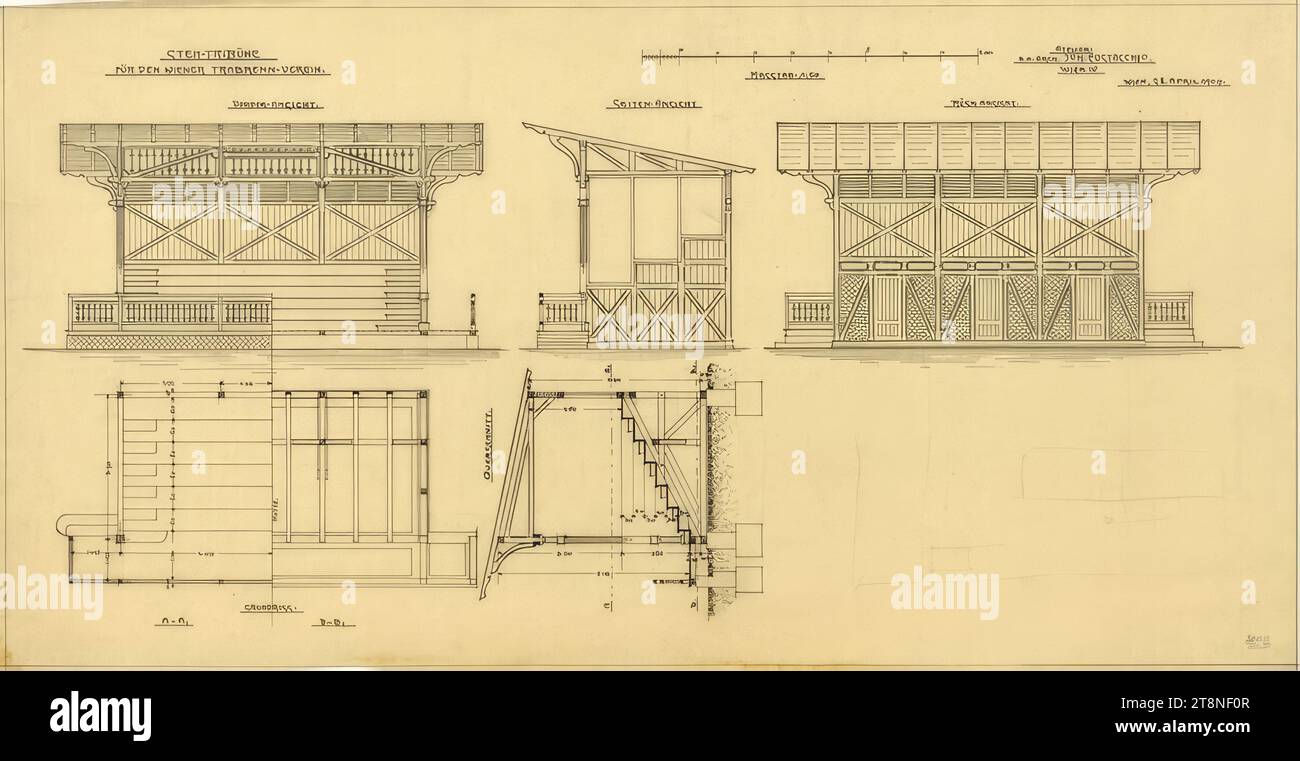 Vienna, Krieau, Trab Brennanlage, grandstand, ground plan and elevation ...