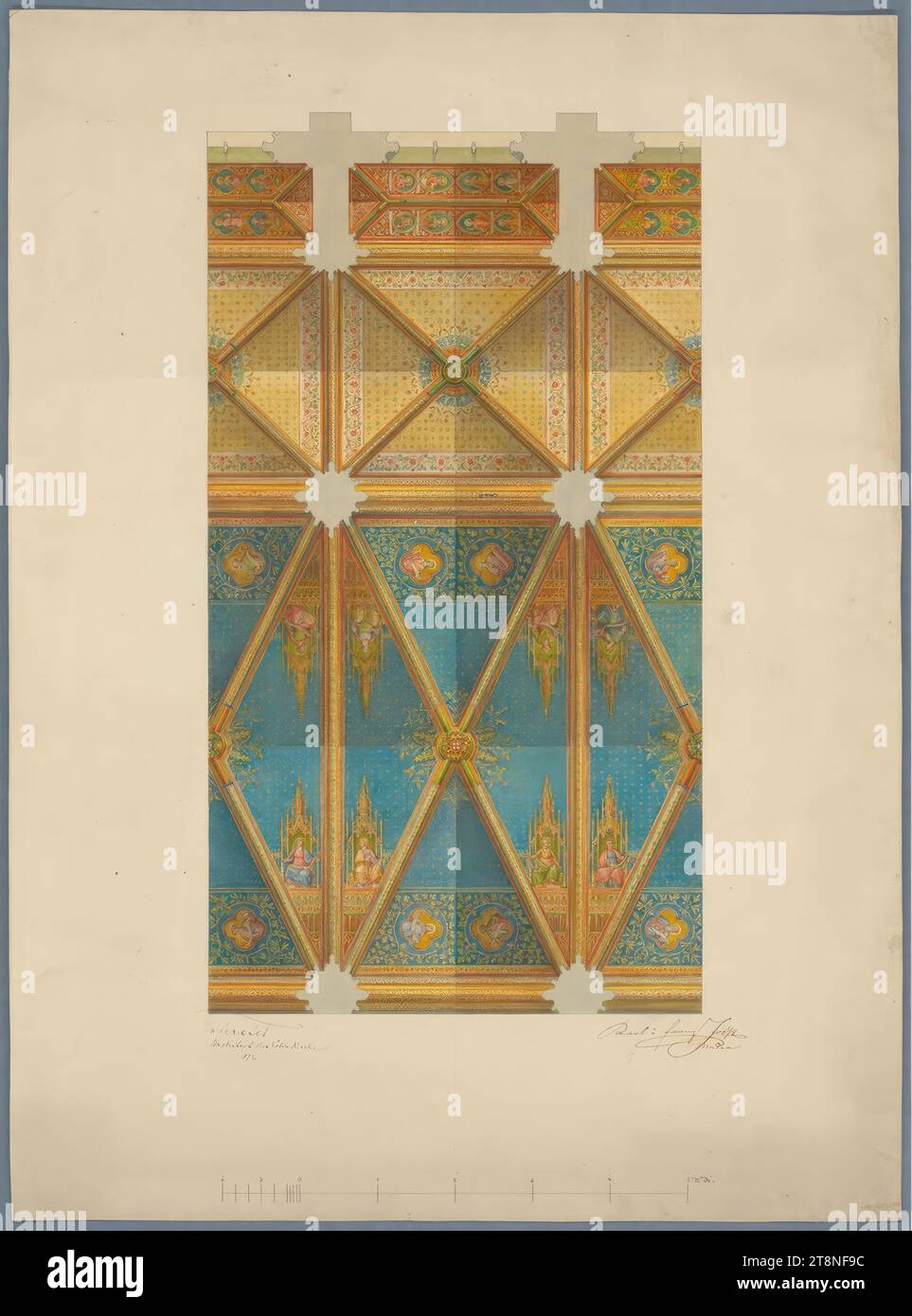 Ceiling projection of a travée in the nave of the Votive Church with ...