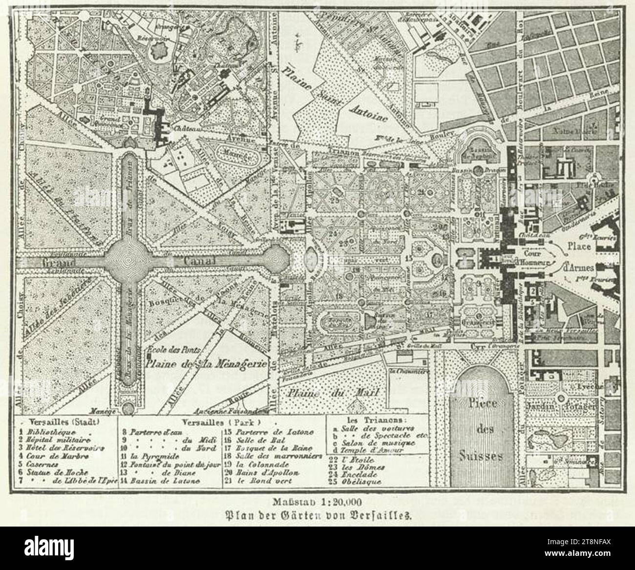 Versailles Gardens Map Meyers Stock Photo - Alamy