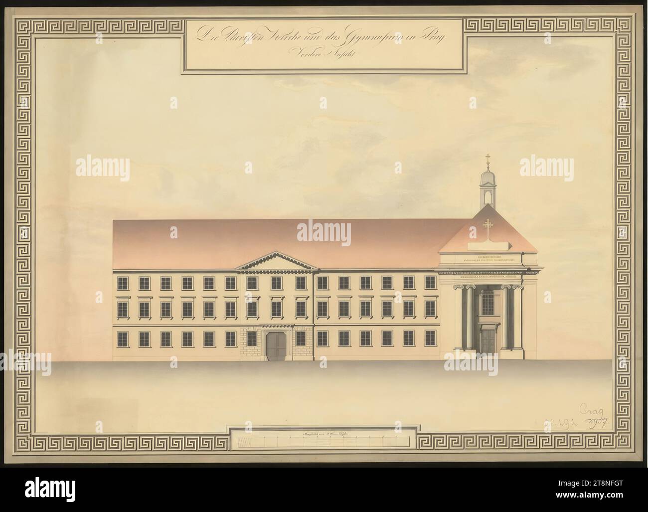 Prague, Piarist Church and Gymnasium, Front View, 1810 or 1820 ...