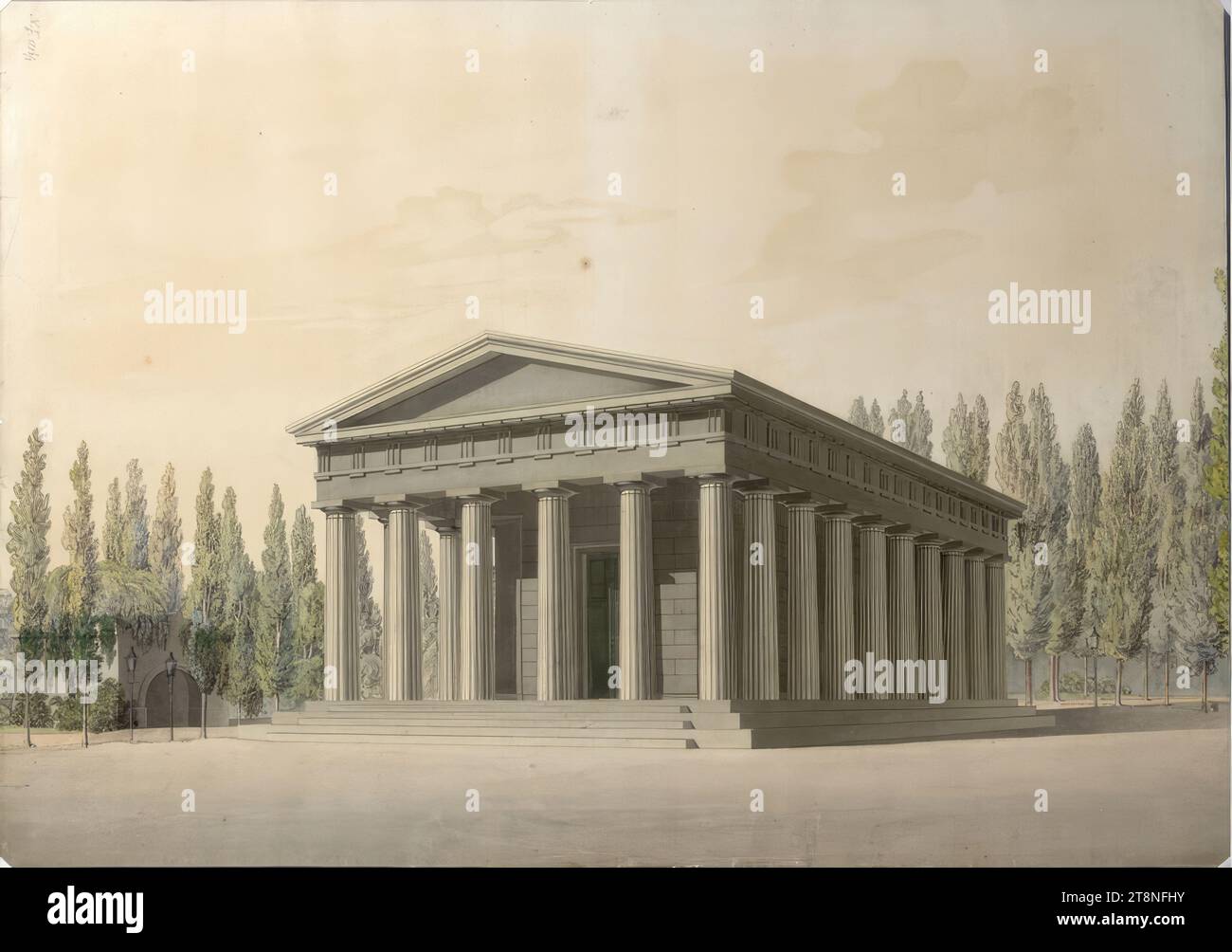 Vienna I, Volksgarten, Theseus Temple, perspective, 1820, architectural ...