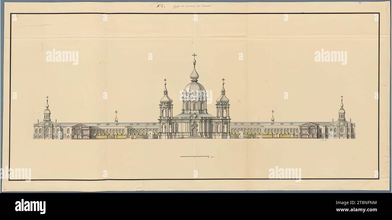 St. Petersburg, Smolny Monastery, monastery complex and church, cross ...
