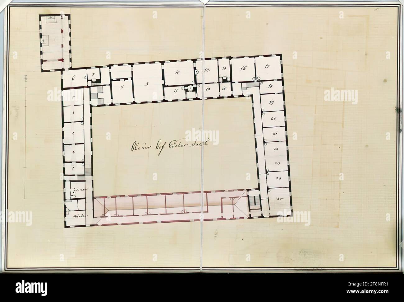 Laxenburg, Castle, Blauer Hof, ground plan, first floor, indefinite ...