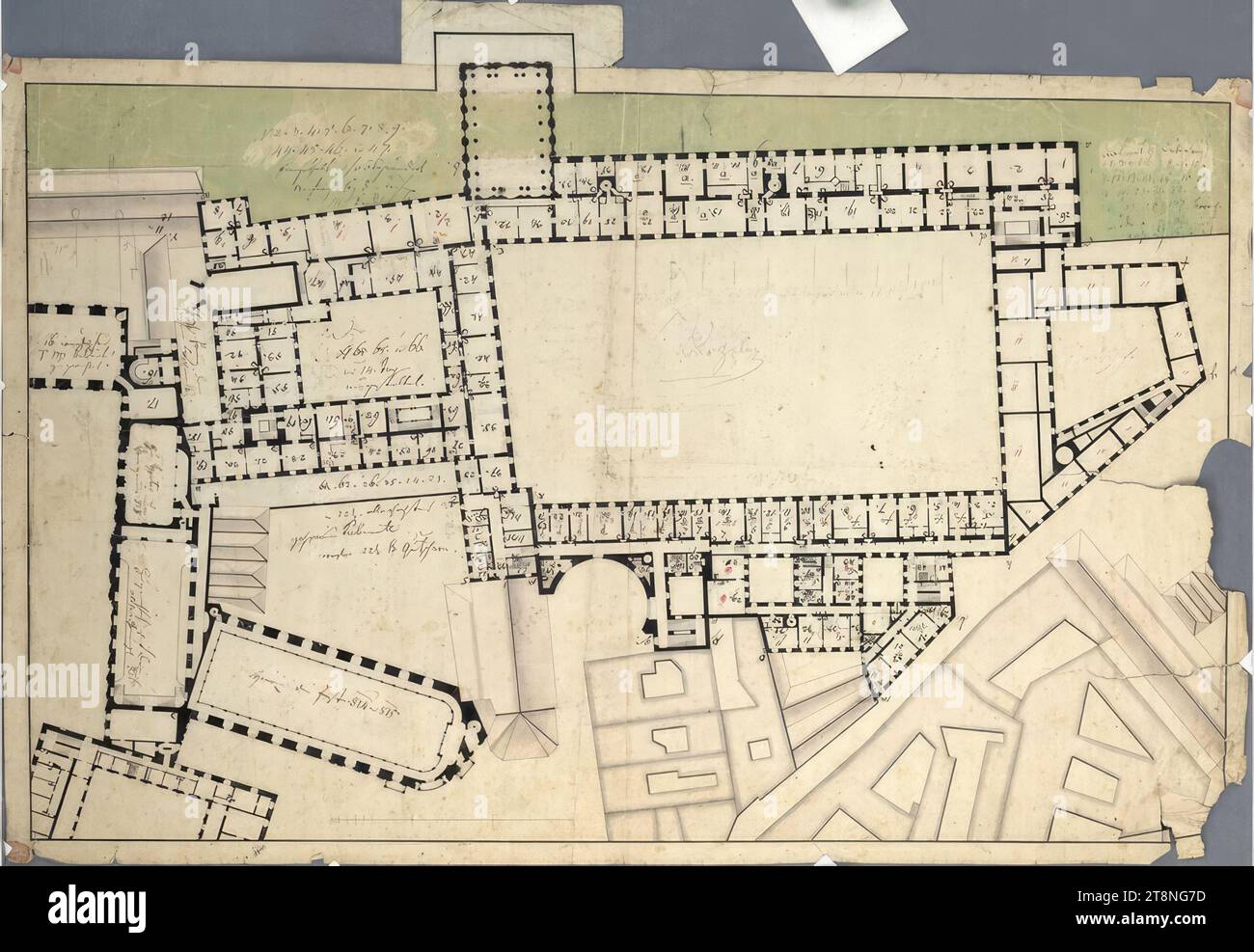 Vienna I, Hofburg, overall plan, 2nd floor, floor plan, with subsequent ...