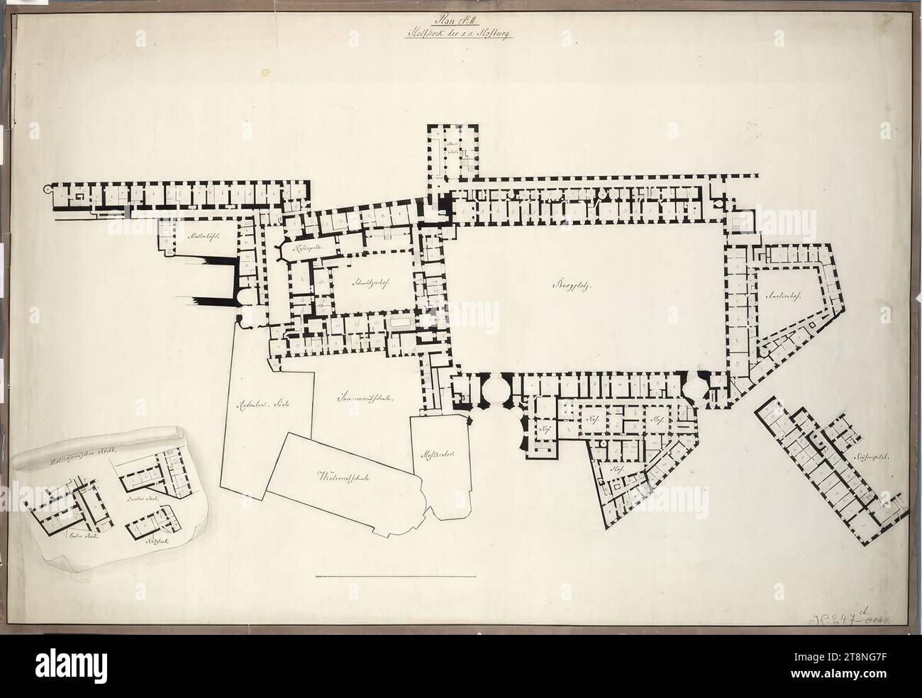 Vienna I, Hofburg, overall plan, mezzanine, floor plan, 1820-1823, plan ...