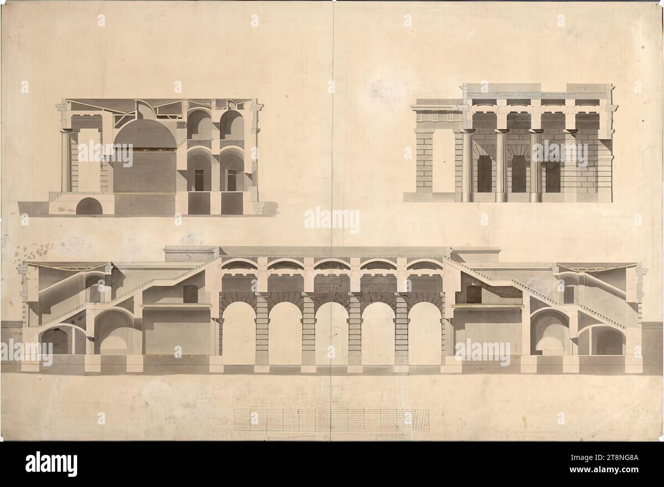 Vienna I, Hofburg, Outer Castle Gate, cross and longitudinal sections ...