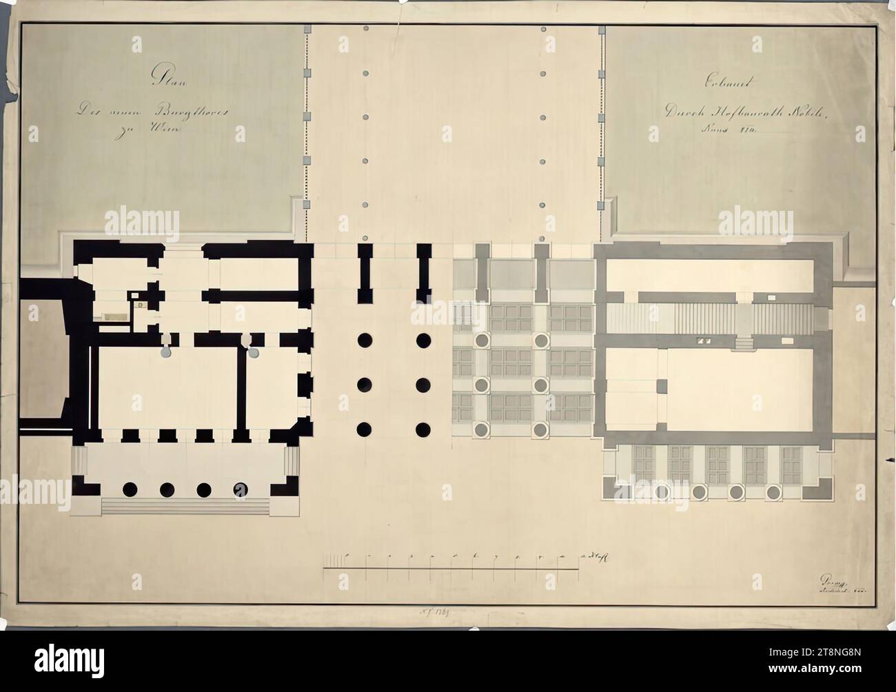 Vienna I, Hofburg, Outer Castle Gate, floor plan, half with ceiling ...