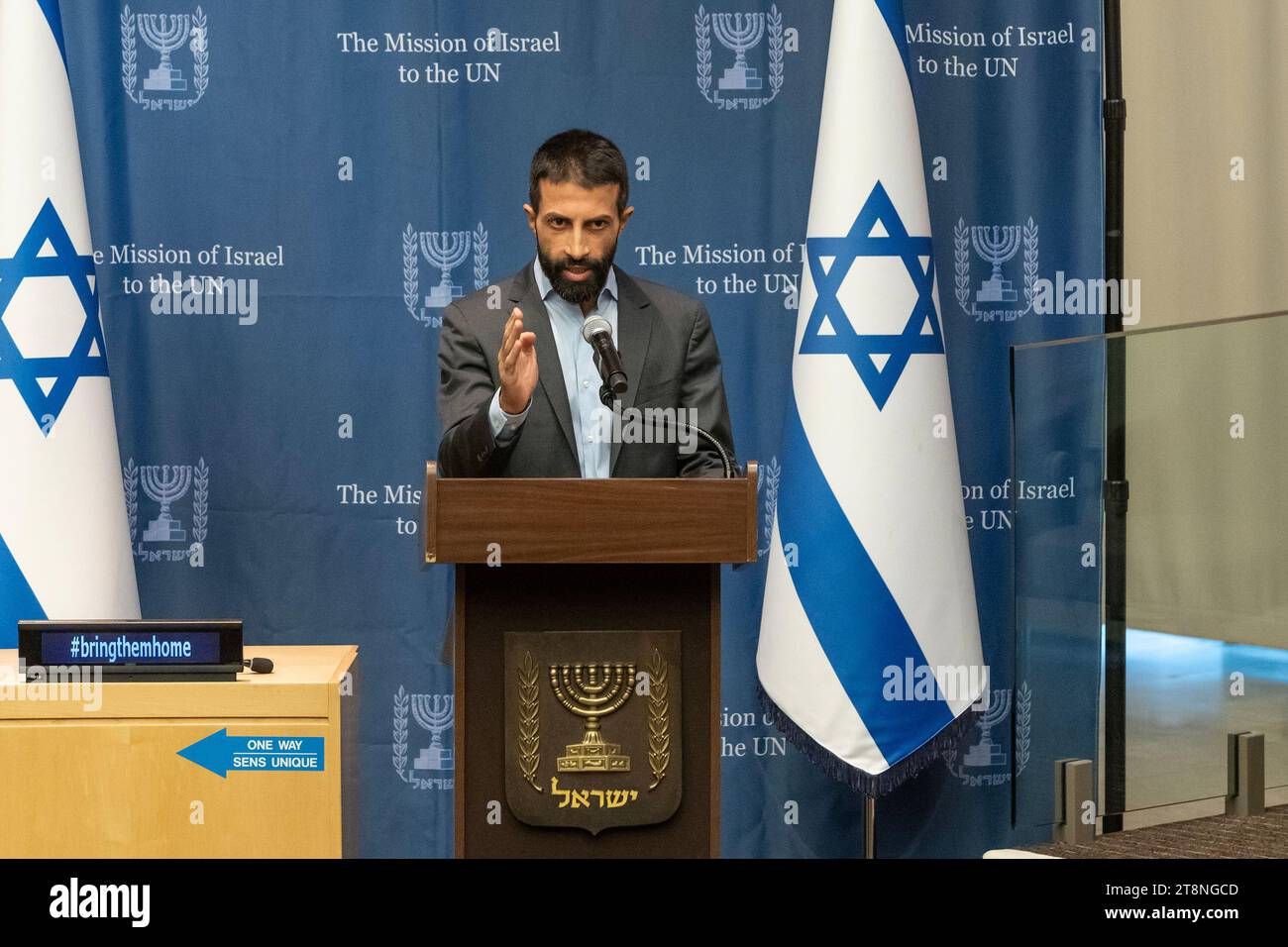 Mosab Hassan Yusef speaks during Through the Voice and Eyes of Hamas ...