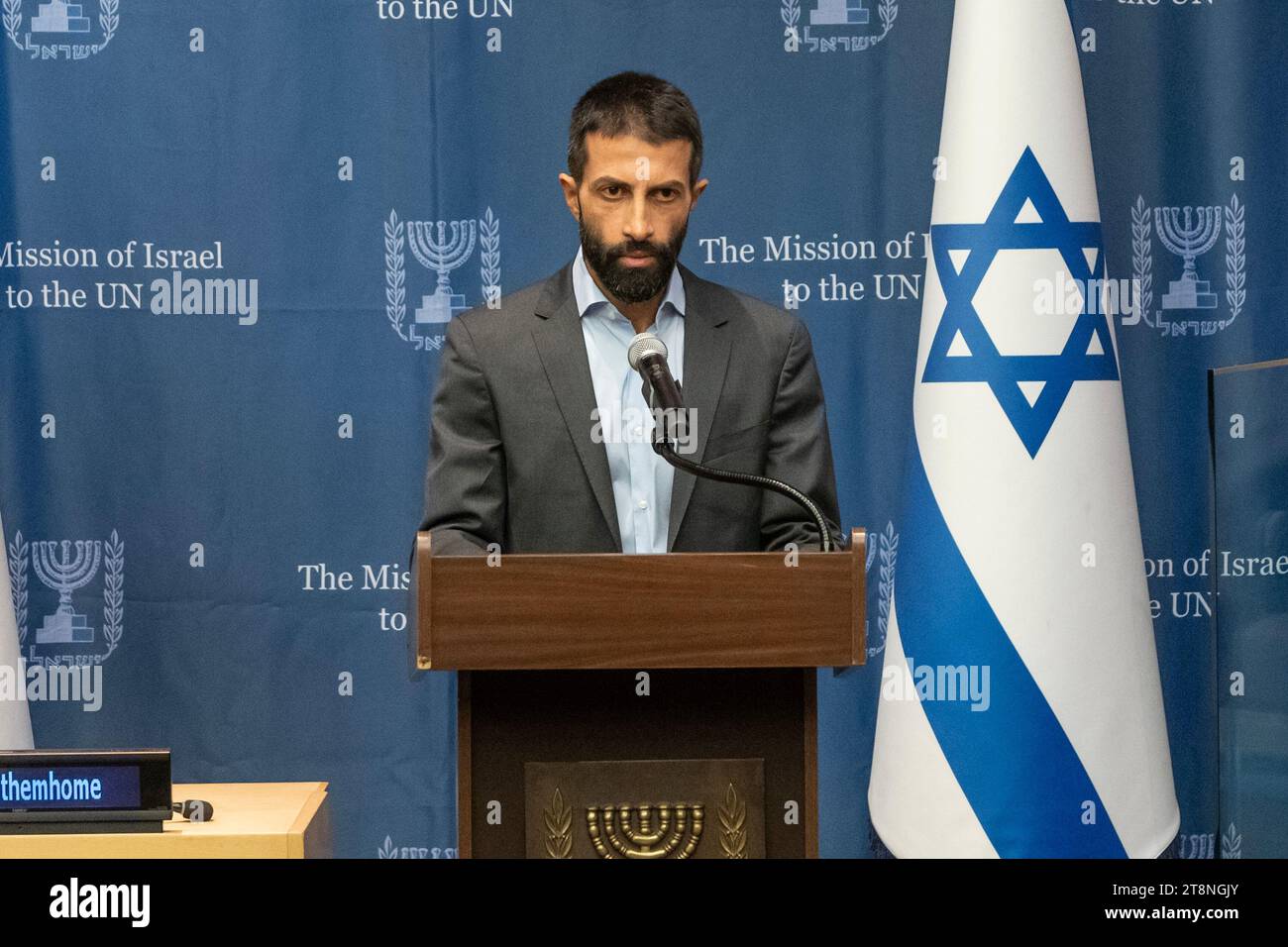 Mosab Hassan Yusef speaks during Through the Voice and Eyes of Hamas ...