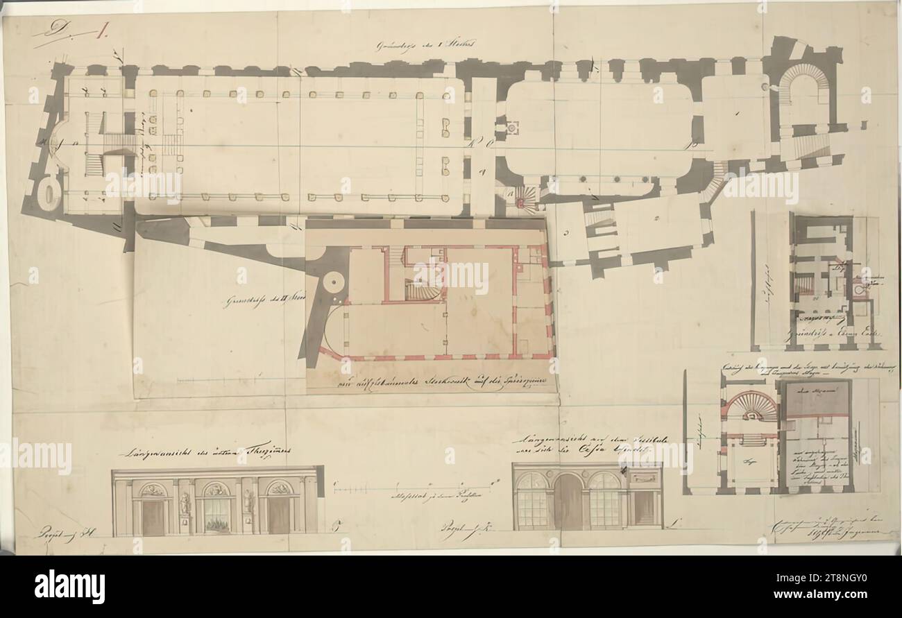 Vienna I, Hofburg, Redoutensaal wing, floor plans; Tea room and cassa ...