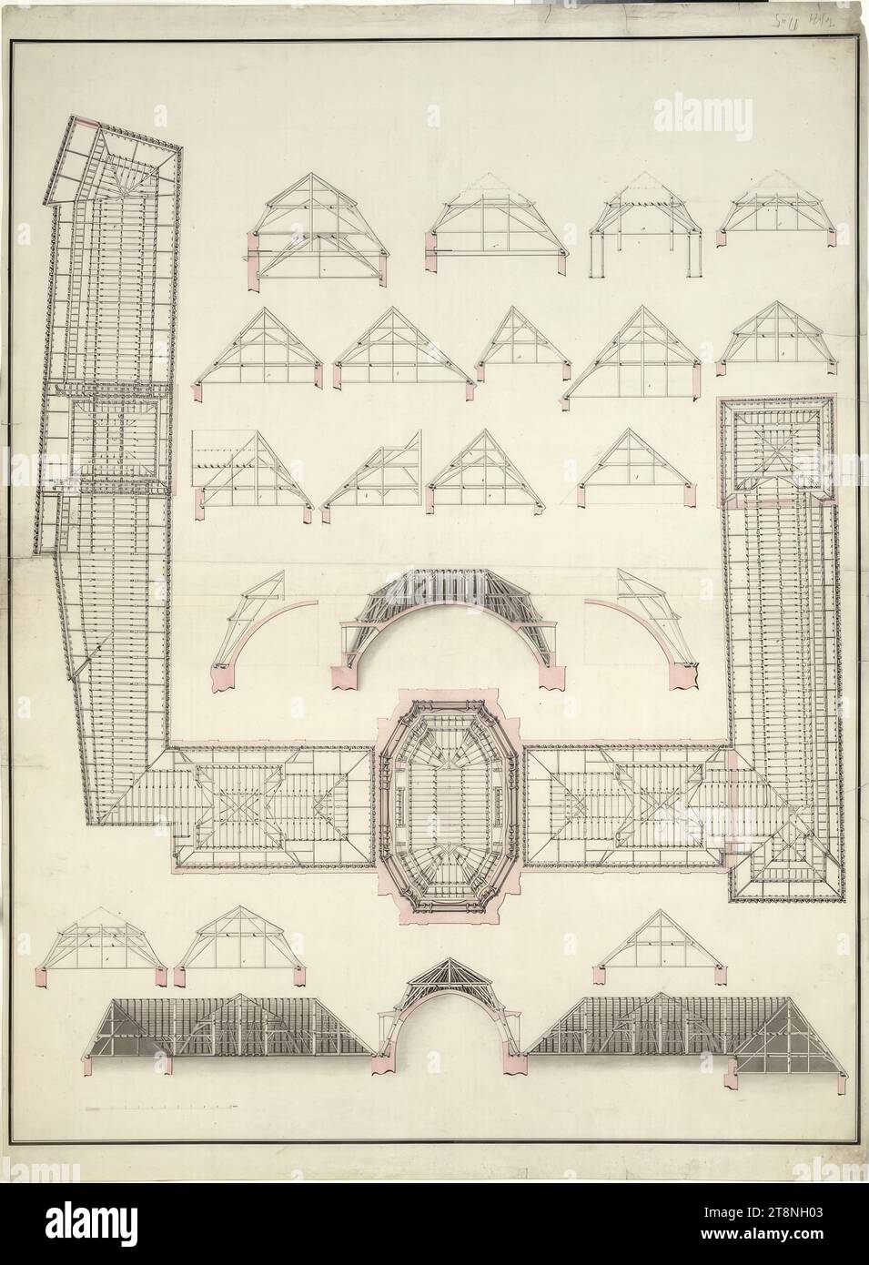Vienna I, Hofburg, court library, set of works, 1849, architectural ...