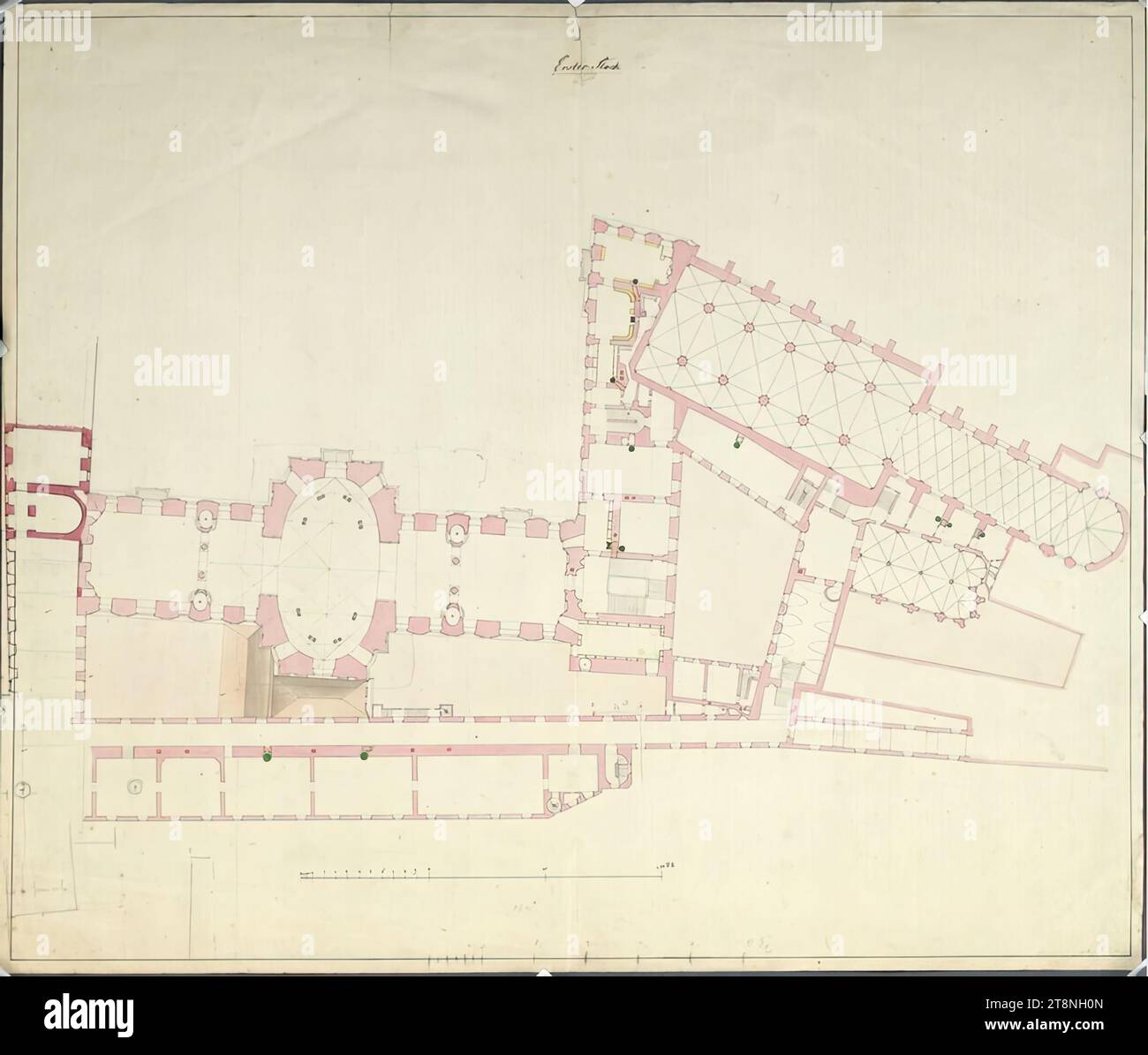 Vienna I, Hofburg, court library, 1st floor, floor plan, 1st D. 19th ...