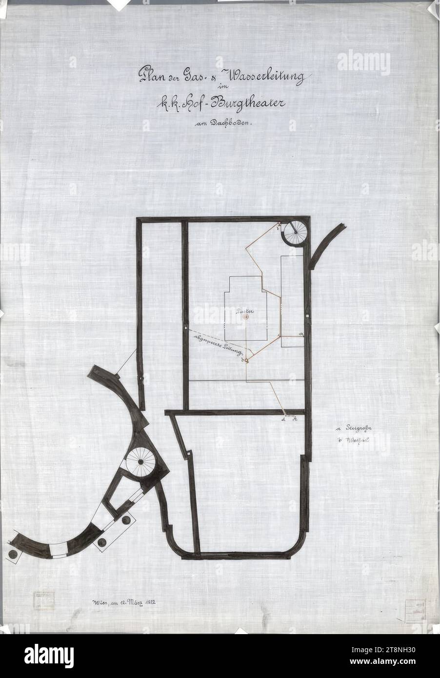 Vienna I, Hofburg, Altes Burgtheater, plan of the gas and water pipes ...