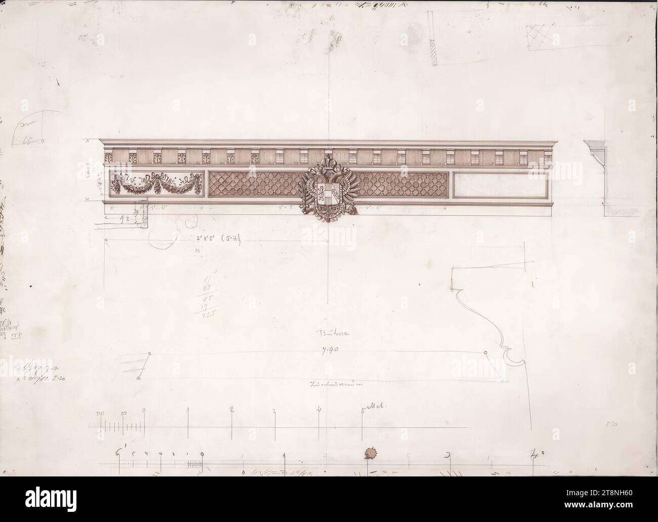 Vienna I, Hofburg, Altes Burgtheater, entablature of the proscenium ...