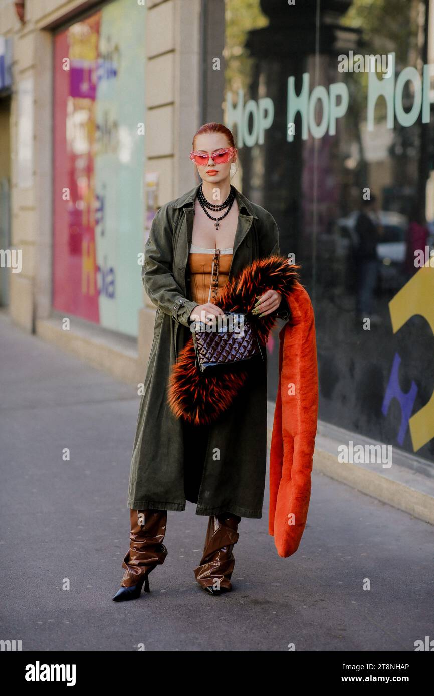 Paris, France. 01st Oct, 2023. Street style, Jordan Grant arriving at ...