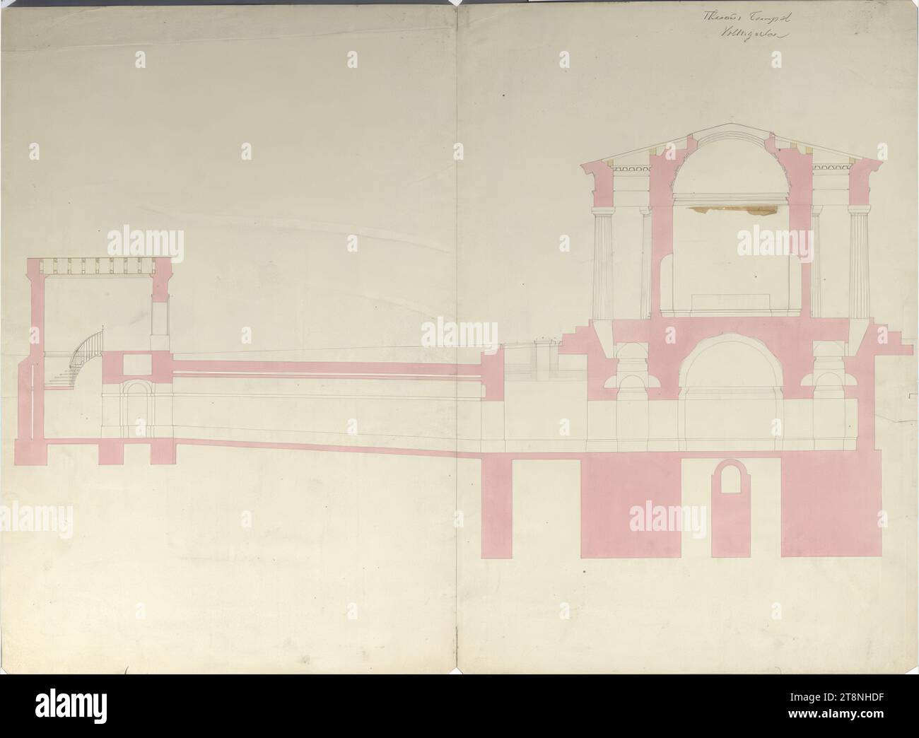 Vienna I, Volksgarten, Theseus Temple, cross section, 1820, plan ...