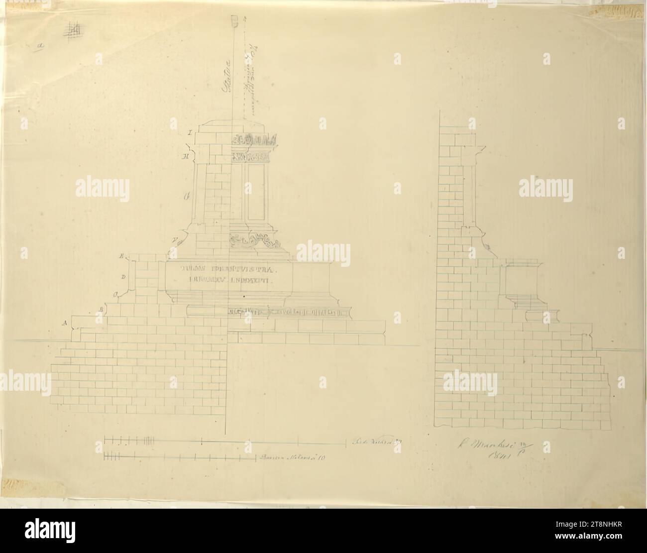 Vienna I, Hofburg, inner courtyard, Emperor Franz monument, plan trace ...