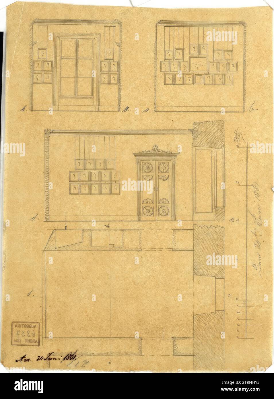 Vienna I, Hofburg, Leopoldine wing, draft for furnishing a room with ...