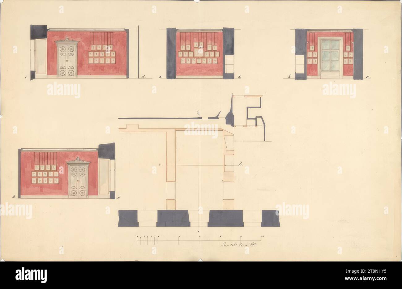 Vienna I, Hofburg, Leopoldine Wing, draft for a picture room, floor ...