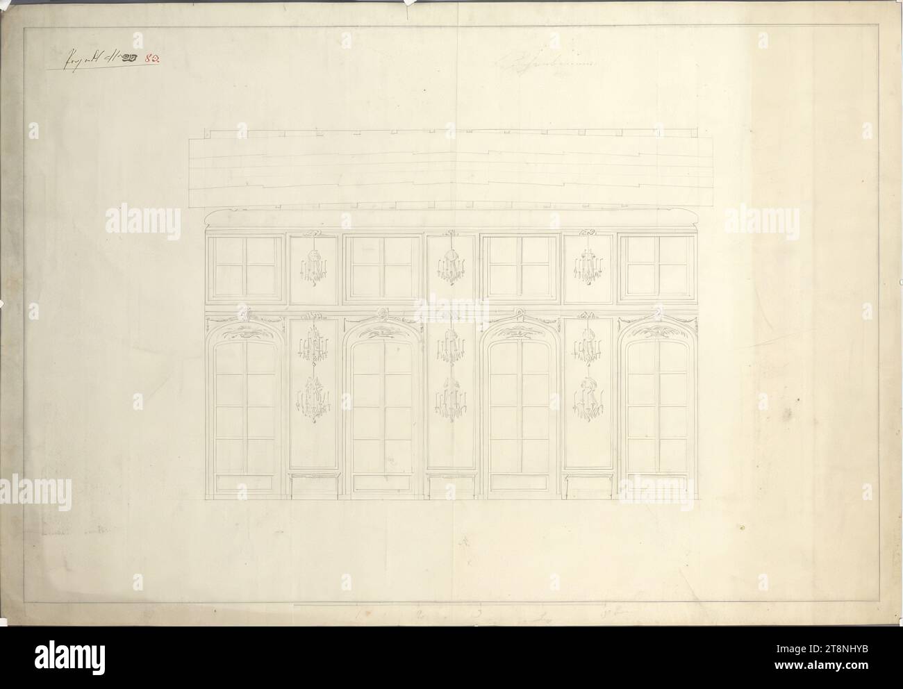 Vienna I, Hofburg, hall, wall view, 1750-1850, architectural drawing ...