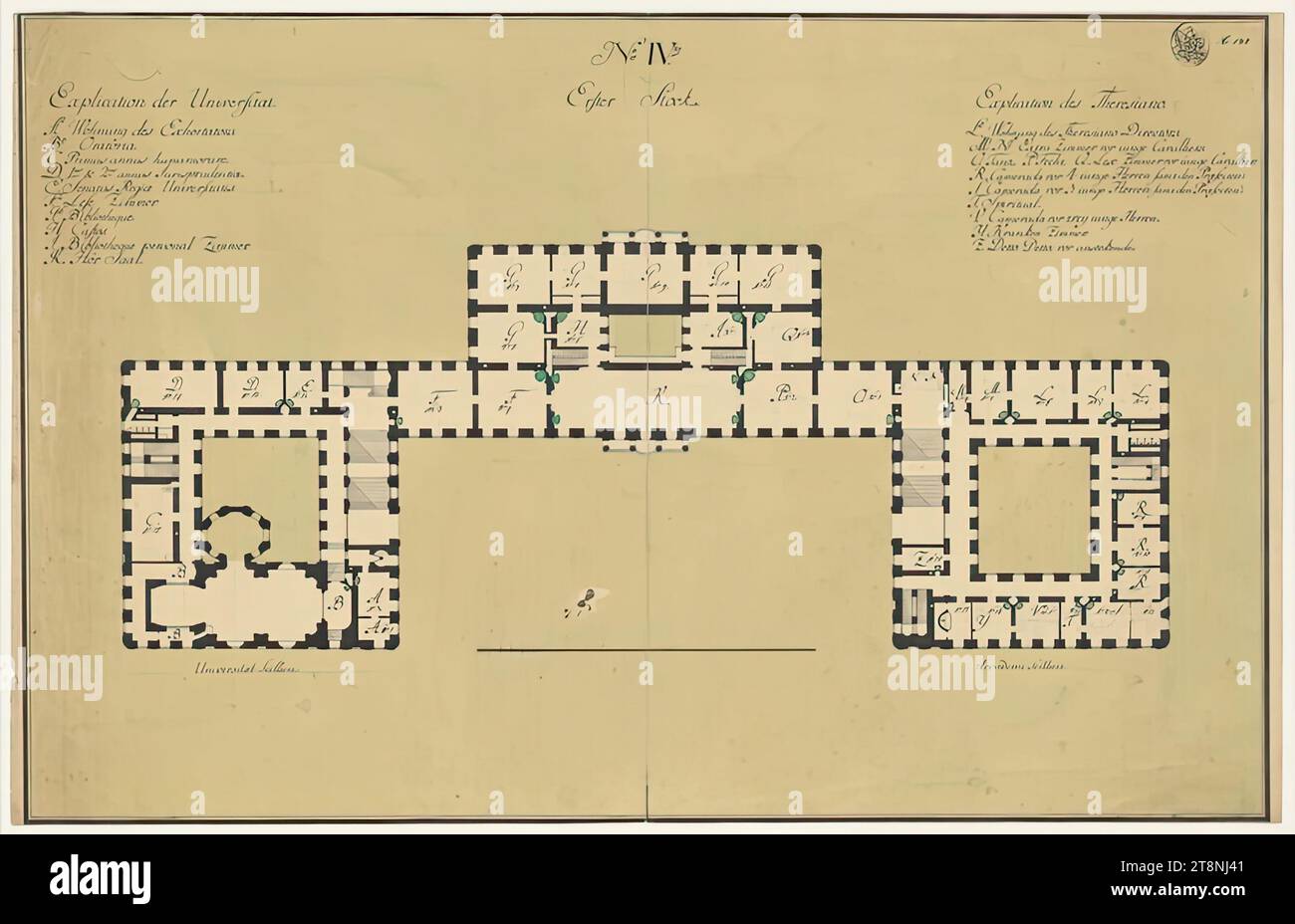 Budapest, former royal castle in Ofen, university and Theresianum ...