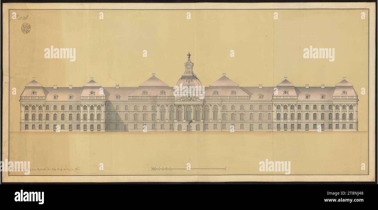 Budapest, Royal Castle in Ofen, west facade, orthogonal view ...