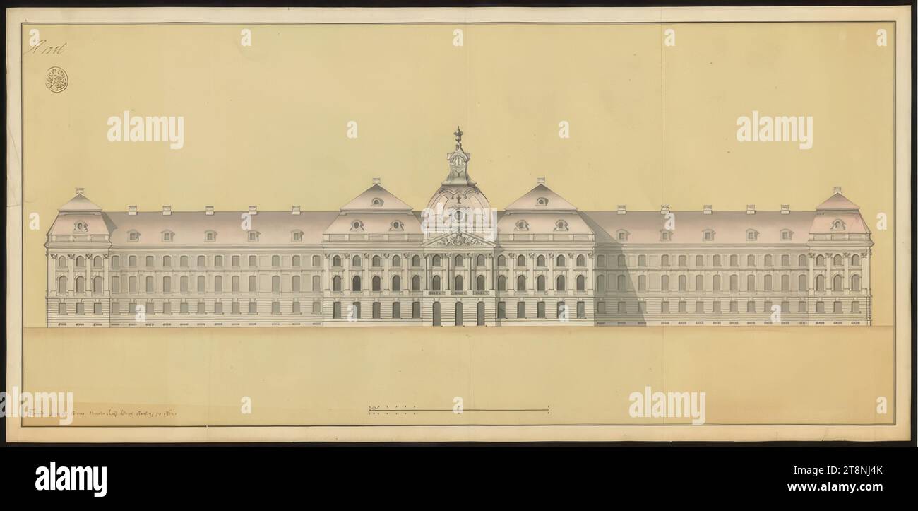 Budapest, Royal Castle in Ofen, east facade, orthogonal view ...