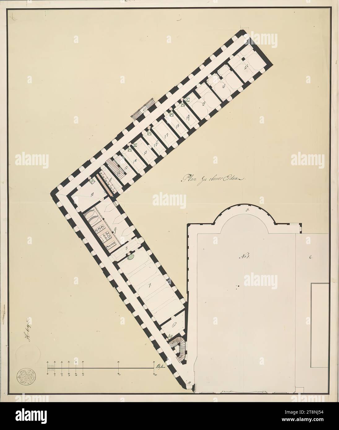 Budapest, Pauline monastery, church extension, ground plan, first floor ...