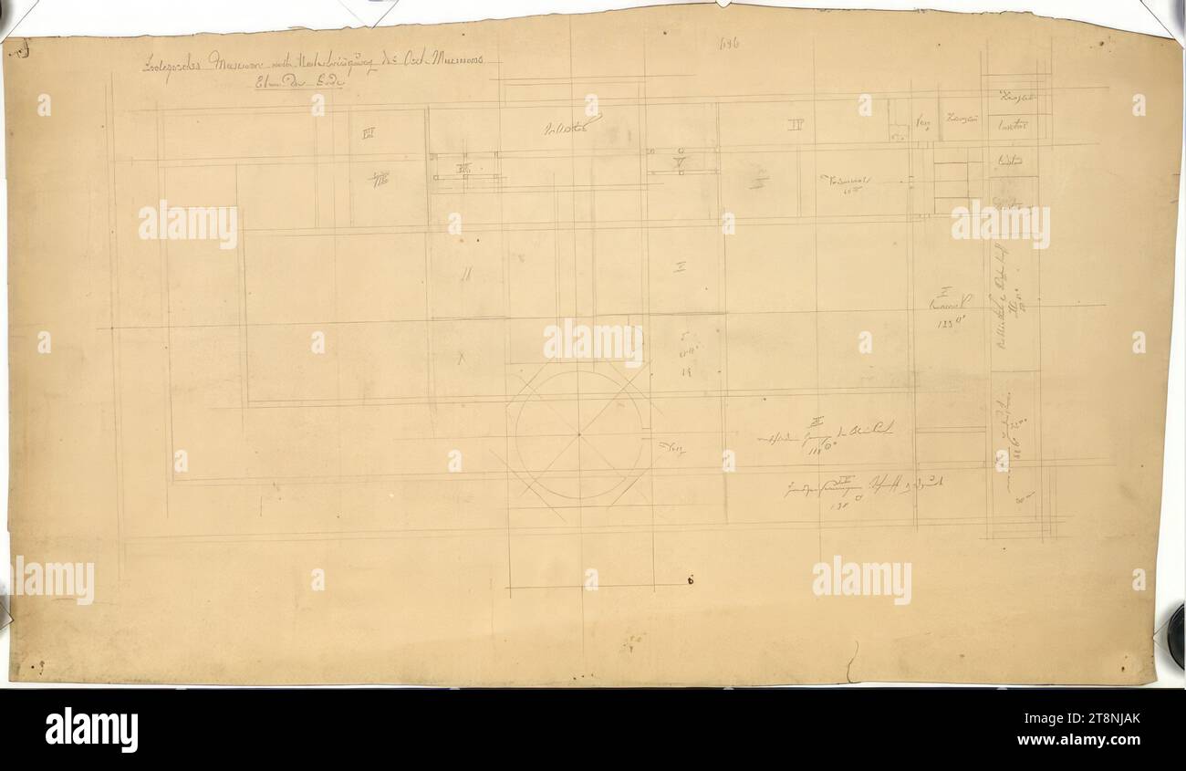 Vienna I, Natural History Museum, draft for the mezzanine floor, floor ...