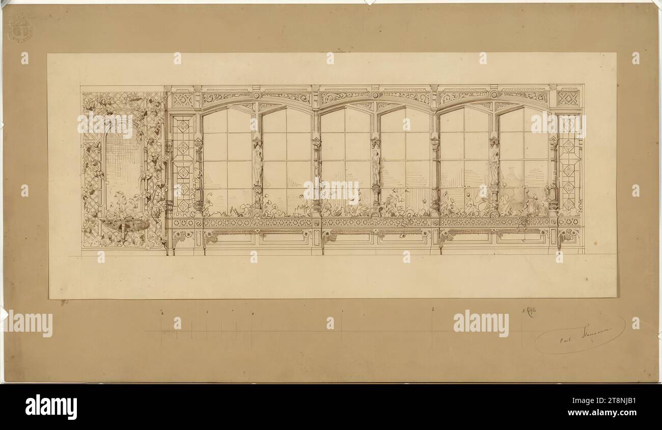 Draft for a conservatory, window wall, elevation, Heiss2, architectural ...