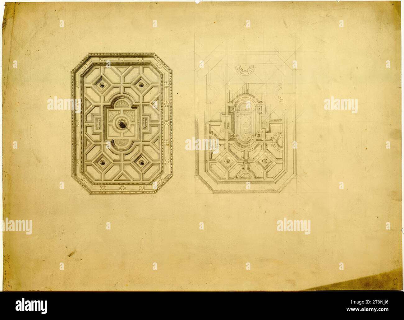 Draft for a coffered ceiling, bottom view, Heiss2, architectural ...