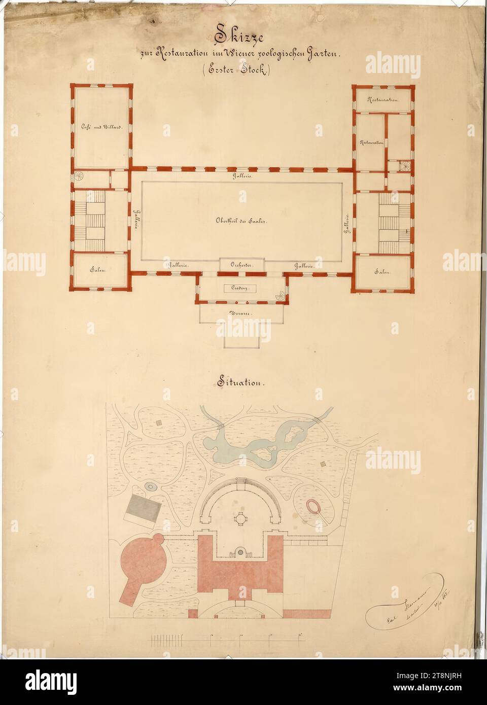 Vienna II, Prater (Schüttel), Vienna Zoo, restoration, site plan and ...