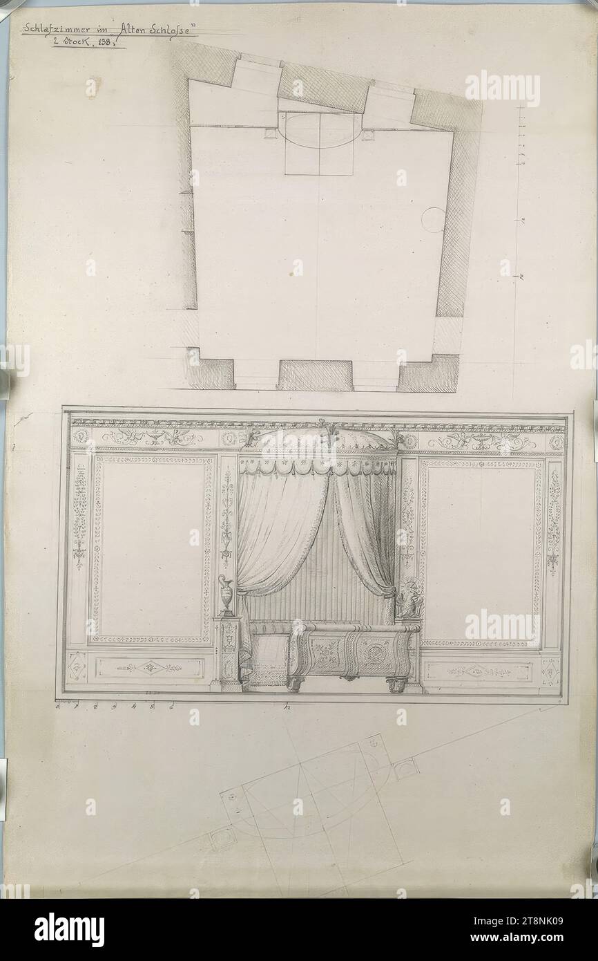 Laxenburg, Altes Schloß, 2nd floor, bedroom, ground plan, orthogonal ...