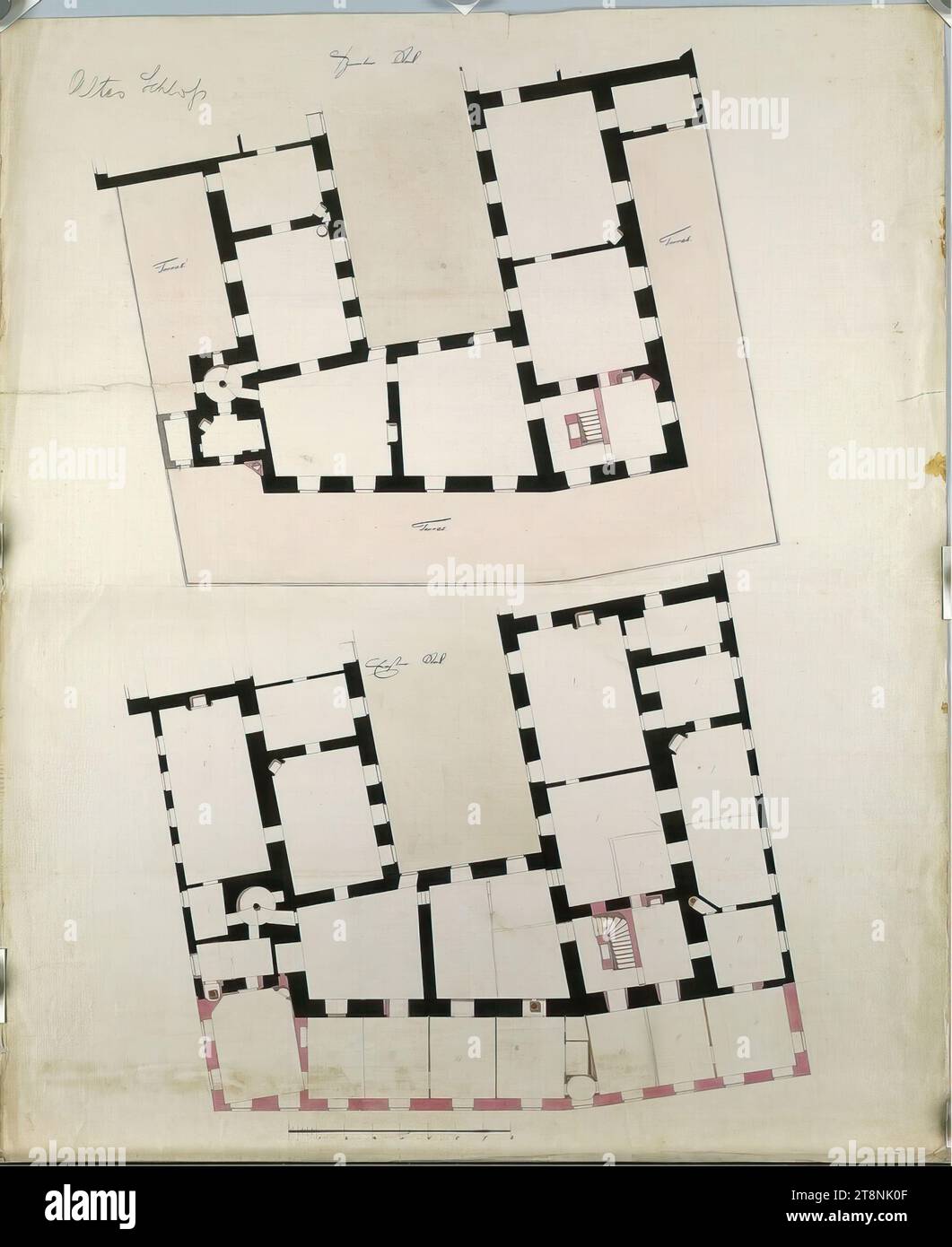Laxenburg, Altes Schloß, 1st and 2nd floor, detailed floor plans ...