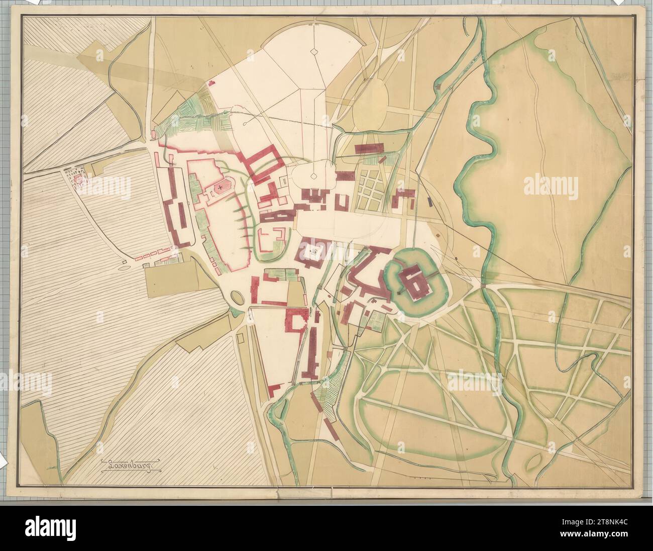 Laxenburg, palace and park, site plan, indefinite, 1755, plan, paper ...