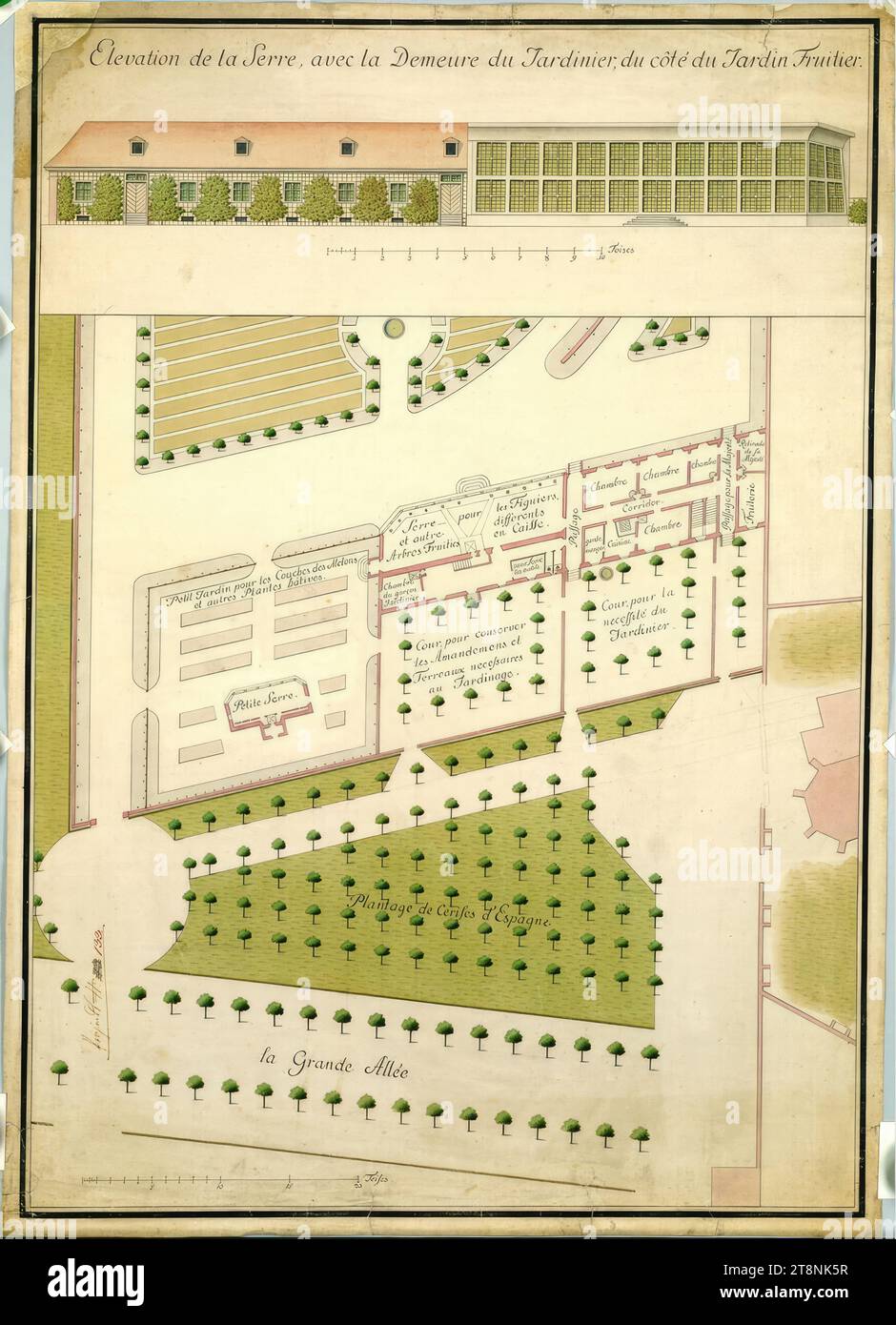 Vienna, Schönbrunn Palace, orchard, gardener's house and greenhouses ...
