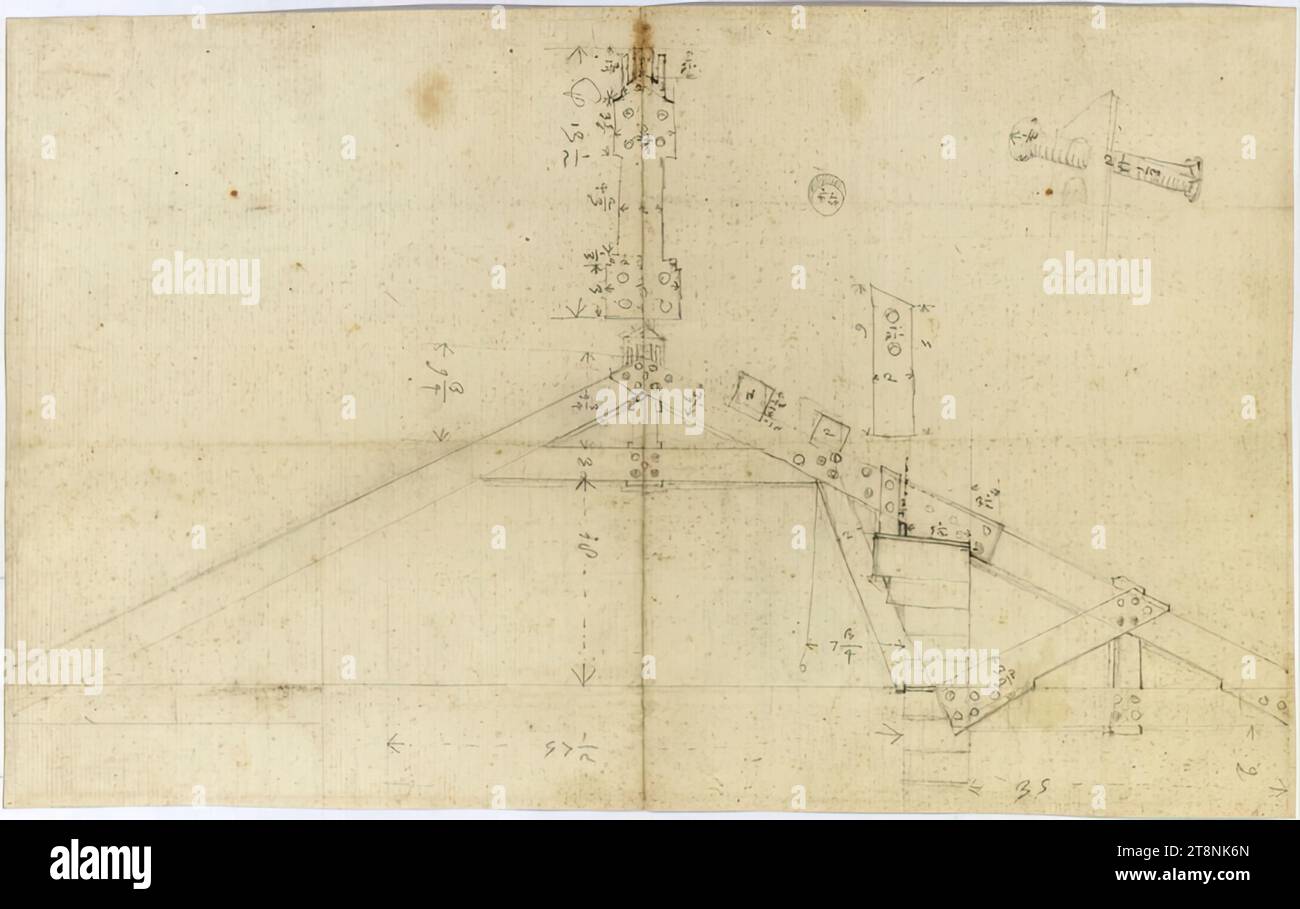 Rome, Pantheon, porch, roof truss, 1625, architectural drawing ...