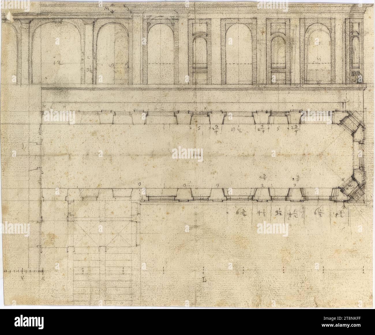 Rome, Palazzo Falconieri, Altane, architectural drawing, paper, firm ...