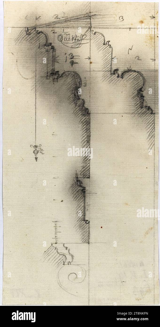 Rome, Palazzo Falconieri, entablature, architectural drawing, paper ...