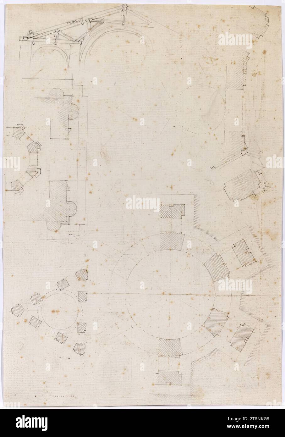 Rome, San Pietro in Vaticano, bell towers and Pantheon, roof truss ...
