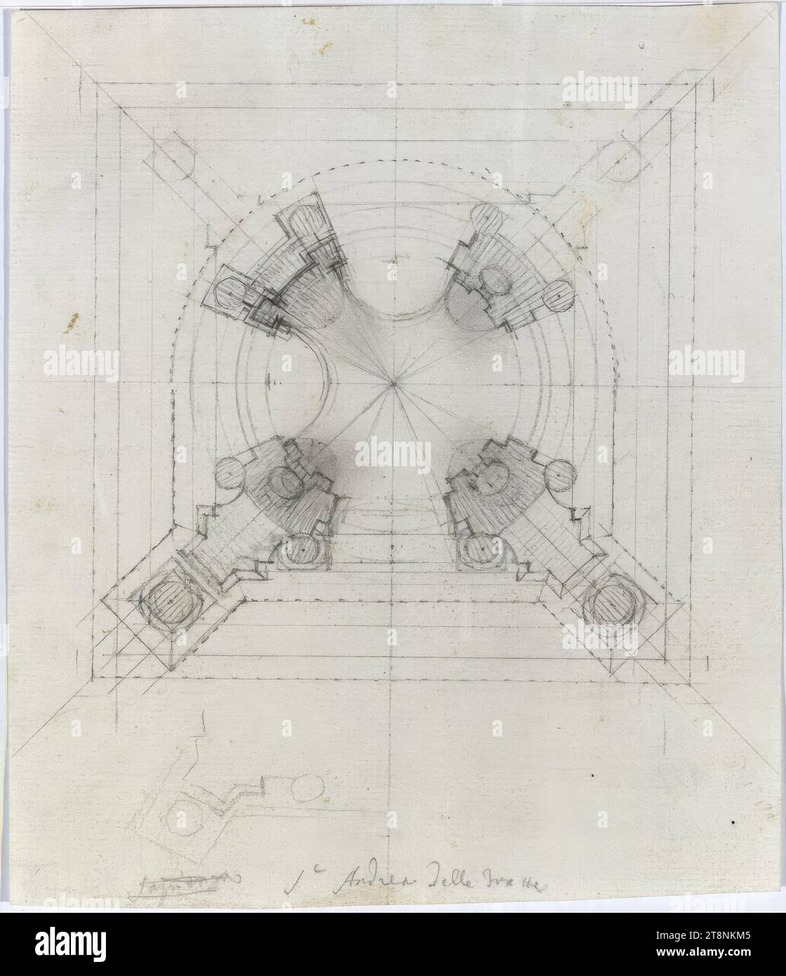 Rome, Sant' Andrea delle Fratte, Campanile, ground plan, 1657 ...