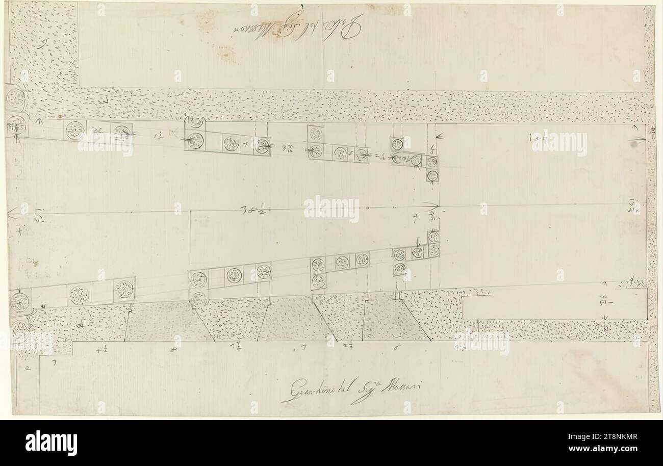 Rome, Palazzo Spada, pseudo-perspective colonnade, floor plan, 1652/ ...