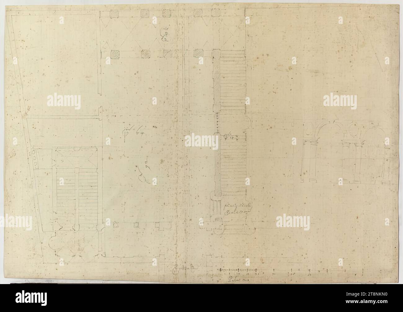 Undetermined, Rome, palace, ground floor plan and elevation sketch of ...