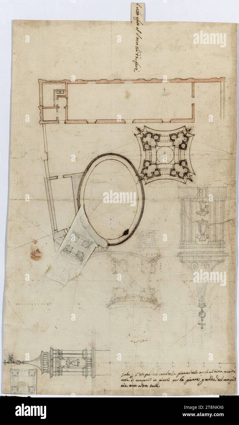 Rome, San Carlo alle Quattro Fontane, Campanile and Partial Floor Plan ...